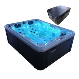 TroniTechnik Outdoor Whirlpool, 2 Personen, aus Sanitäracryl, winterfest isoliert, Joyonway Spa, Massagedüsen, Liegeplätze, LED, 620 Liter