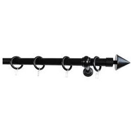 Gardinenstange Garesa "SEMARA", schwarz, L:320cm &Oslash;:28mm, Holzwerkstoff, Kunststoff, Gardinenstangen, Vorhanggarnitur, Kunststoff, verl&auml;ngerbar, mit Ringe/2 Lauf Gleiter