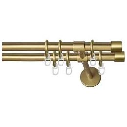 Gardinenstange Garesa "RUSTIKA", gold (mattgoldfarben), L:120cm &Oslash;:16mm, Metall, Gardinenstangen, rustikale Vorhanggarnitur, verl&auml;ngerbar, m. Ringe, Endkappe