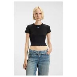 HUGO BOSS T-Shirt HUGO BLUE "Baby Tee", Damen, Gr. L, schwarz, Single Jersey, Obermaterial: 96% Baumwolle, 4% Elasthan, unifarben, slim fit bauchfrei, Rundhals, Shirts T-Shirt, in verk&uuml;rzter L&auml;nge