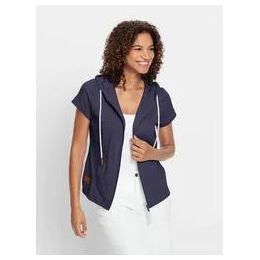 Shirtjacke Casual Looks "Sweatjacke", Damen, Gr. 46, blau (marine), 100% Baumwolle, unifarben, Shirts Shirtjacke