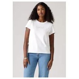 Levi's Rundhalsshirt LEVI'S "THE PERFECT TEE", Damen, Gr. S (36), wei&szlig;, Jersey, Obermaterial: 100% Baumwolle, bedruckt, figurbetont h&uuml;ftlang, Rundhals, Shirts Rundhalsshirt, mit Logo im Metallic-Holo Print