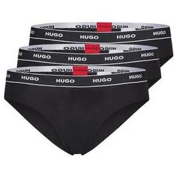 Slip Hugo UNDERWEAR "TRIPLET BRIEF STRIPE", Damen, Gr. XXL, 3 Stk., schwarz (schwarz 001), Jersey, Obermaterial: 95% Baumwolle, 5% Elasthan, unifarben, k&ouml;rpernah, Unterhosen Slip, mit Hugo Logo-Elastikbund