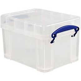 Transportbox Really Useful Box, Volumen 3 l, L 240 x B 180 x H 160 mm, stapelbar, mit Deckel & Klappgriffen, PP, transparent