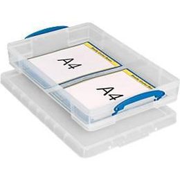 Transportbox Really Useful Box, Volumen 10 l, L 520 x B 340 x H 85 mm, stapelbar, mit Deckel & Klappgriffen, PP, transparent