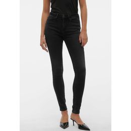 Véro Moda Skinny-fit-Jeans VERO MODA "VMFLASH MR SKINNY JEANS LI111 NOOS", Damen, Gr. XS (34), Länge 32, schwarz (schwarz denim), Denim/Jeans, Obermaterial: 65% Baumwolle, 18% Polyester, 8% Viskose, 7% Elastomultiester, 2% Elasthan, unifarben, skinny fit, Jeans