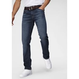 H.I.S. Straight-Jeans H.I.S "DALE", Herren, Gr. 32, Länge 36, blau, Denim/Jeans, Obermaterial: 91% Baumwolle, 7% Polyester, 2% Elasthan, Abriebeffekte, normal lang, Jeans, gerades Bein, mit Used-Effekten, niedrige Leibhöhe