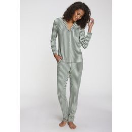 s.Oliver Pyjamaoberteil mehrfarbig Gr. 36/38 f&uuml;r Damen. V-Ausschnitt und Allover-Druck. Basic. Nachhaltig.