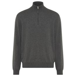 Stehkragenpullover Gant "COTTON/WOLL HALF ZIP", Herren, Gr. M, dunkelgrau melange, Strick, Obermaterial: 70% Baumwolle, 30% Wolle, normal, Rippb&uuml;ndchen, Pullover Stehkragenpullover, mit Rippstrick-Details, normale Passform