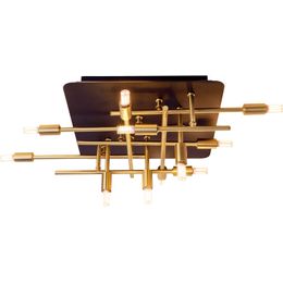 Näve NÄVE LED Deckenleuchte "Ancona", braun (messing), 11, H: 15cm, 1 Stk., Leuchten, messing/schwarz, Lichtfarbe warmweiß mit Backlight schwarz/gold,11xG9