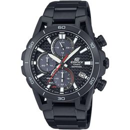 Chronograph CASIO EDIFICE, schwarz (rot, schwarz), Armbanduhren, Herren, Armbanduhr, Solar, Herrenuhr, Edelstahlarmband, analog, Tag