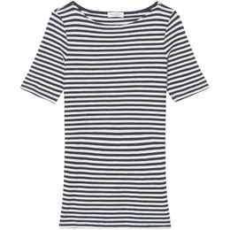 Marc O'Polo T-Shirt MARC O'POLO, Damen, Gr. M, blau (multi, night sky), Obermaterial: 97% Baumwolle, 3% Elasthan, gestreift, Rundhals, Shirts
