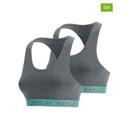 Anson Replay Underwear 2er-Set: Bustiers in Grau/ T&uuml;rkis - 63% | Gr&ouml;&szlig;e M | Damen-bhs