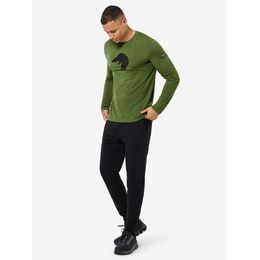 super.natural Funktionslongsleeve "Ski Karl" in Khaki - 64% | Größe S | Herren-sportshirts