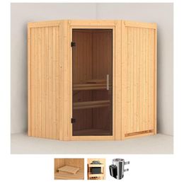 Karibu Sauna &raquo;Tomke&laquo; Set, Ofen 3, 6 kW intgr. Strg naturbelassen