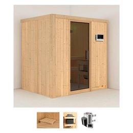 Karibu Sauna »Finja« Set, Ofen 3, 6 kW externe Strg.easy naturbelassen