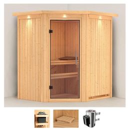 Karibu Sauna »Tomke« Set, Ofen 3, 6 kW intgr. Strg naturbelassen