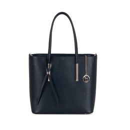 Lia Biassoni Leder-Schultertasche "Mallero" in Dunkelblau - (B)32 x (H)30 x (T)12 cm - 74% | Damen-taschen