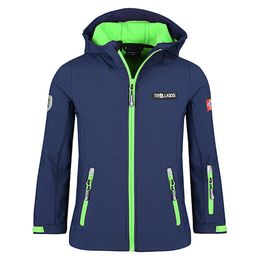 Trollkids Softshelljacke "Oslofjord" in Dunkelblau/ Gr&uuml;n - 40% | Gr&ouml;&szlig;e 104 | Kinder-outdoor-jacken