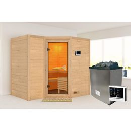 Karibu Sauna »Sanna 2« Set, Ofen 9 KW externe Strg easy naturbelassen