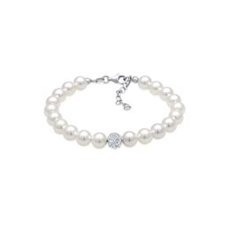 Elli Perlenarmband »Synthetische Perlen 925 Silber, mit Kristallen von Swarovski « Silber 19cm Klassisches synthetische Perlen Armband für Damen
