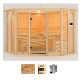 Karibu Sauna »Astrid 2« Set, Ofen 9 kW Bio externe Strg easy naturbelassen