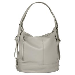 Samantha Look Damen Cityrucksack echt Leder, Made in Italy grau B/H/T: 34cm x 31cm x 15cm, onesize
