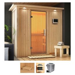 Karibu Sauna »Vada« Set, Ofen 9 kW Bio externe Strg easy naturbelassen