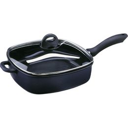 GSW Schmorpfanne »Gourmet« Aluminiumguss Fett-Trenn-Pfanne, robuste Qualtiät, 28x28 cm, Induktion schwarz 0