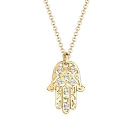 Elli Collierkettchen &raquo;Hamsa Hand 925 Silber vergoldet, mit Kristallen von Swarovski &laquo; Gold 45 Moderner Halsschmuck f&uuml;r Frauen, Talisman