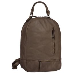 Samantha Look Damen Cityrucksack echt Leder, Made in Italy grau B/H/T: 27cm x 36cm x 13cm, onesize