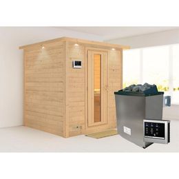 Karibu Sauna »Menja« Set, Ofen 9 KW externe Strg easy naturbelassen