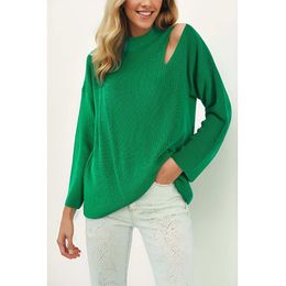 Milan Kiss Pullover in Gr&uuml;n - 55% | Gr&ouml;&szlig;e L | Damen-pullover-cardigans