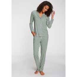 s.Oliver Pyjamaoberteil mehrfarbig Gr. 36/38 f&uuml;r Damen. V-Ausschnitt und Allover-Druck. Basic. Nachhaltig.