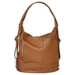 Samantha Look Damen Cityrucksack echt Leder, Made in Italy braun B/H/T: 34cm x 31cm x 15cm, onesize