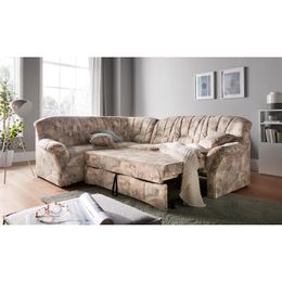 DOMO collection Ecksofa &raquo;Bahia, zeitlos und elegant, bequeme Armlehnen, L-Form&laquo; wahlweise mit Bettfunktion braun Luxus-Microfaser (100% Polyester), 