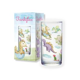 Lutz Mauder Verlag Lutz Mauder Trinkglas "S&uuml;&szlig;e Dinos" in Transparent/ Bunt - &Oslash; 6 cm - (H)12,5 cm - 21% | Gedeckter-tisch