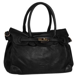 Samantha Look Damen Shopper echt Leder, Made in Italy schwarz