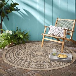 Ayyildiz Teppiche Outdoorteppich &raquo;COMILLA 0887&laquo; rund 5 mm H&ouml;he Pflegeleicht / Strapazierf&auml;hig / In- und Outdoor geeignet BLACK Obermaterial: 100%...