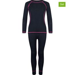 Trollkids 2tlg. Funktionsw&auml;sche-Set "Kids Merino Baselayer" in Anthrazit/ Pink - 42% | Gr&ouml;&szlig;e 128 | Kinder-outdoor-waesche