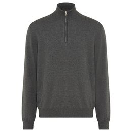 Gant Stehkragenpullover »COTTON/WOLL HALF ZIP« mit Rippstrick-Details, normale Passform DARK GREY MELANGE XXL XXL Strickpullover von Gant