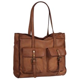 Samantha Look Damen Shopper echt Leder, Made in Italy braun