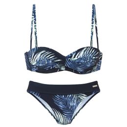 Lascana Bügel-Bandeau-Bikini mit abnehmbare Träger marine-bedruckt 34 - Cup B Cup B 34 Mit plakativem Blätter-Print