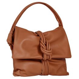 Samantha Look Damen Henkeltasche echt Leder, Made in Italy braun