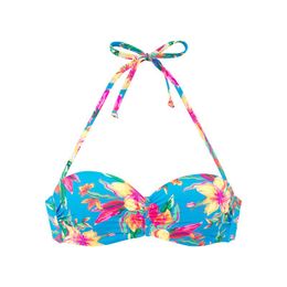 Lascana Bügel-Bandeau-Bikini-Top »Malia« mit tropischem Print blau bedruckt 36 - Cup B Cup B 36 Florales Design