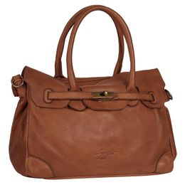 Samantha Look Damen Shopper echt Leder, Made in Italy braun