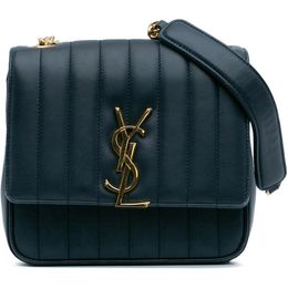 SAINT LAURENT Hobo Bags - Medium Lambskin Monogram Vicky Chain Bag - Gr. unisize - in Blau - f&uuml;r Damen