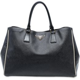 Prada Shopper - Large Perforated Saffiano Lux Galleria Tote - Gr. unisize - in Schwarz - f&uuml;r Damen
