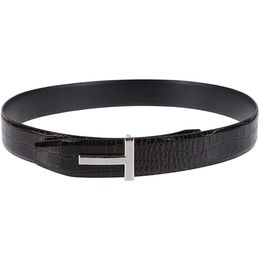 Tom Ford G&uuml;rtel - T Buckle Reversible Belt Brown - Gr. 90 - in Braun - f&uuml;r Damen