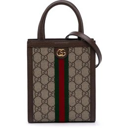 Gucci Hobo Bags - Mini GG Supreme Ophidia Web Satchel - Gr. unisize - in Braun - f&uuml;r Damen